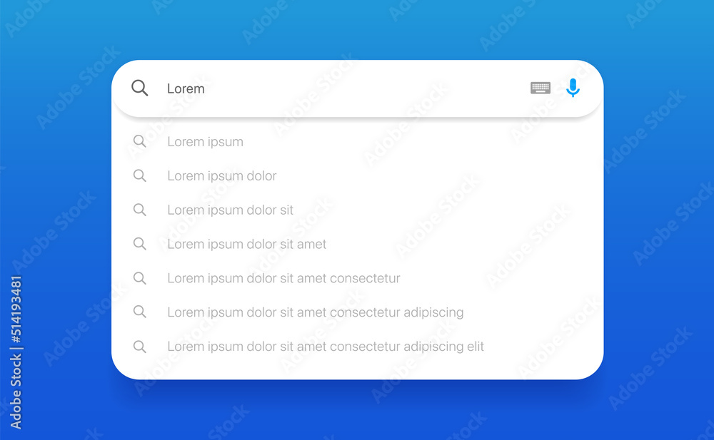 Search Bar with suggestions for UI UX design and web site. Search ...