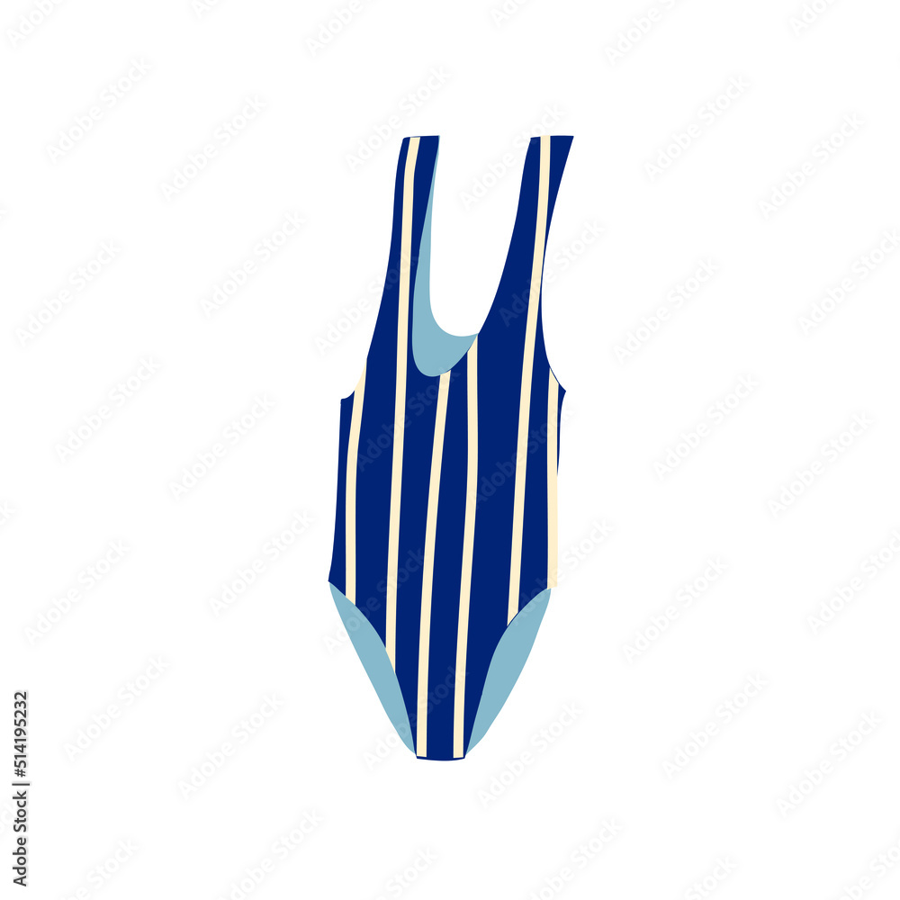 Minimalist vector illustration of striped swimming suit. Сlothes for a ...