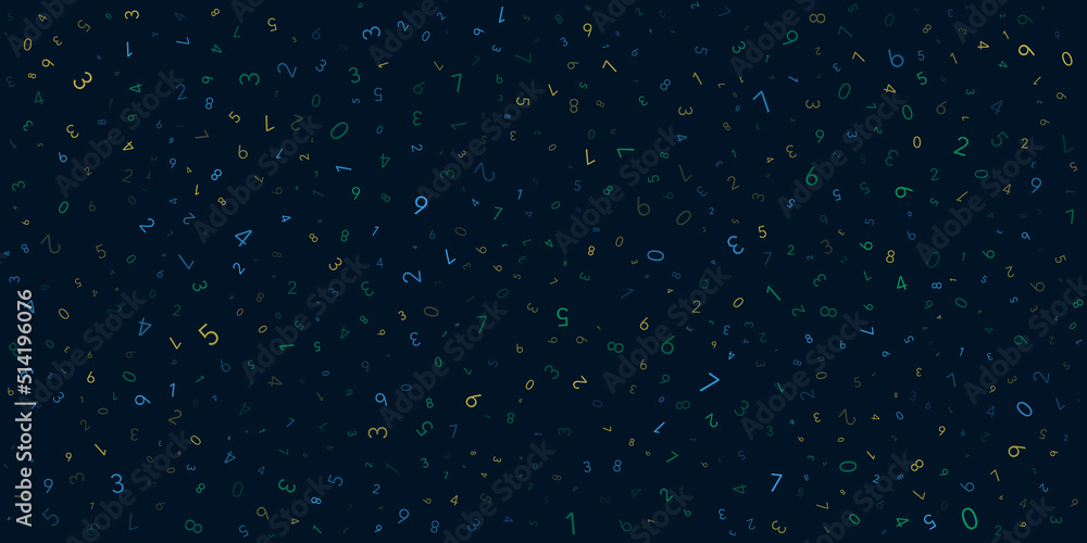 Various Dark Colorful Randomly Placed, Sized and Oriented Numbers ...