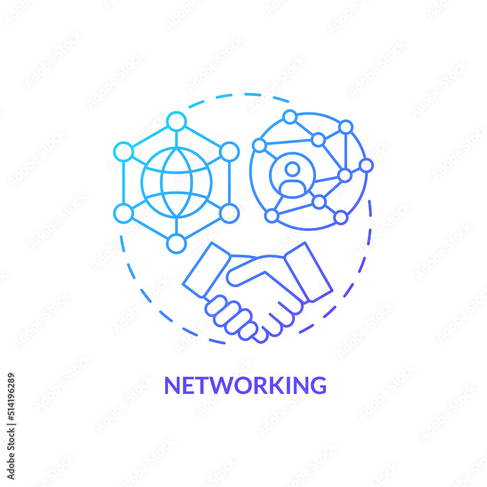 Networking blue gradient concept icon. Essential life skill abstract ...