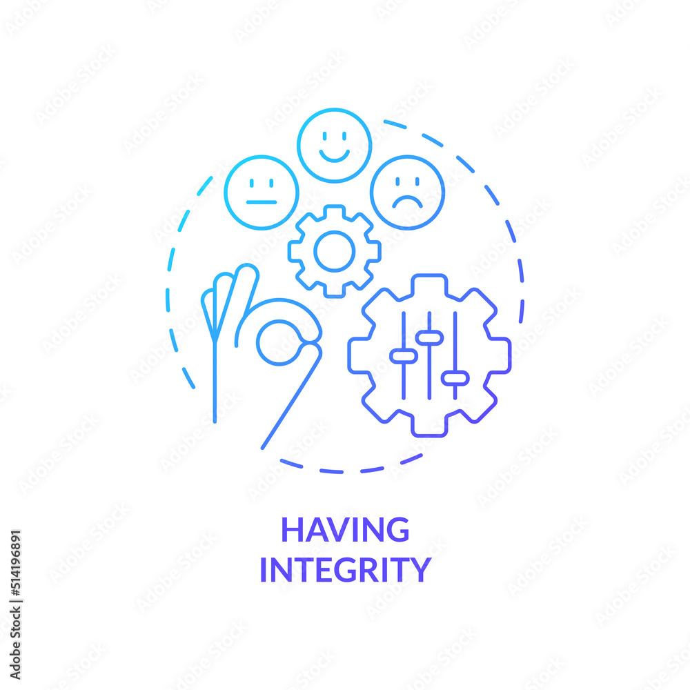 Having integrity blue gradient concept icon. Self-management skill ...