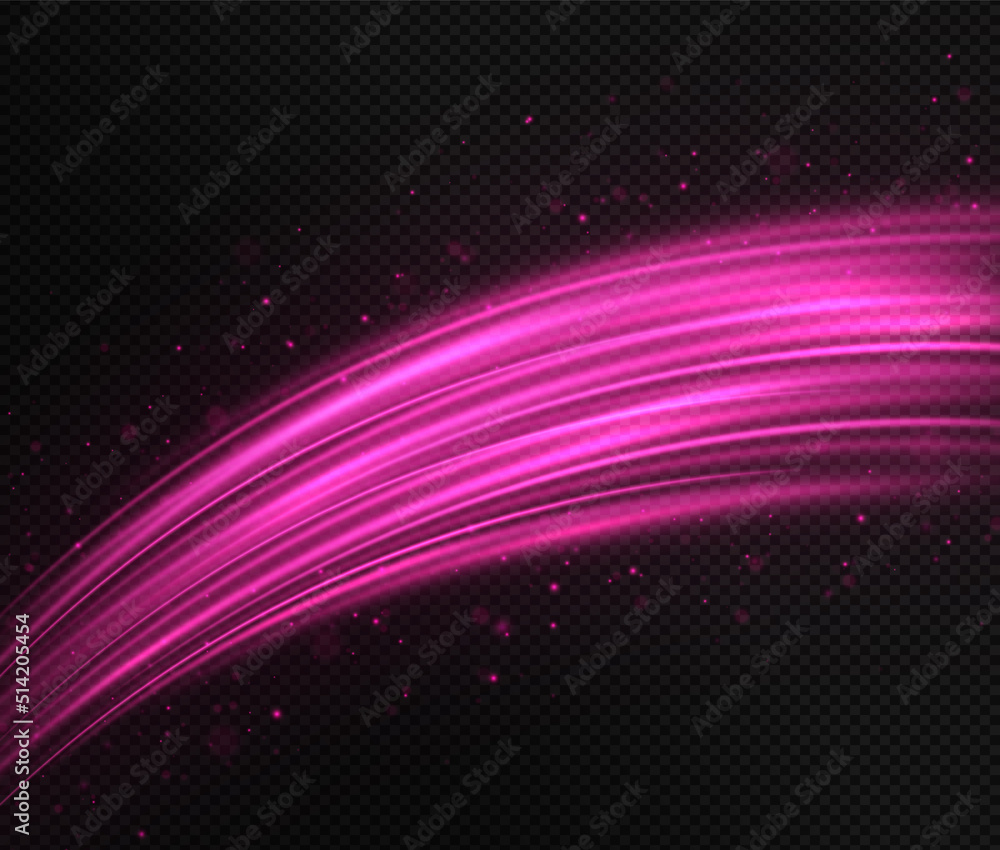 Neon blurry light line trace effect. Transparent light effect with ...