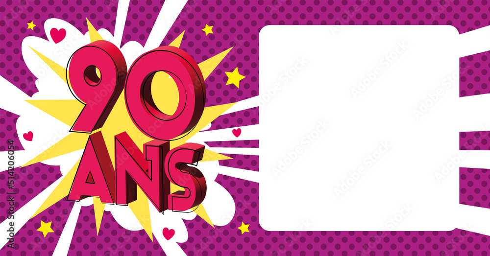 90 ans Carte Anniversaire BirthDay popart Rose CC Stock Vector | Adobe ...