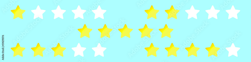 Star rating vector illustration set. A set of yellow and gray stars for ...