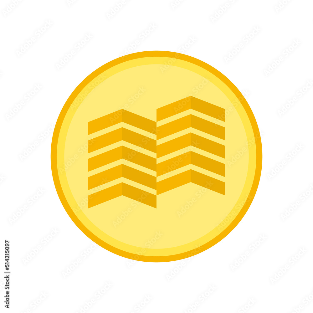 Golden coin and skyscraper, office business building, multi storey ...