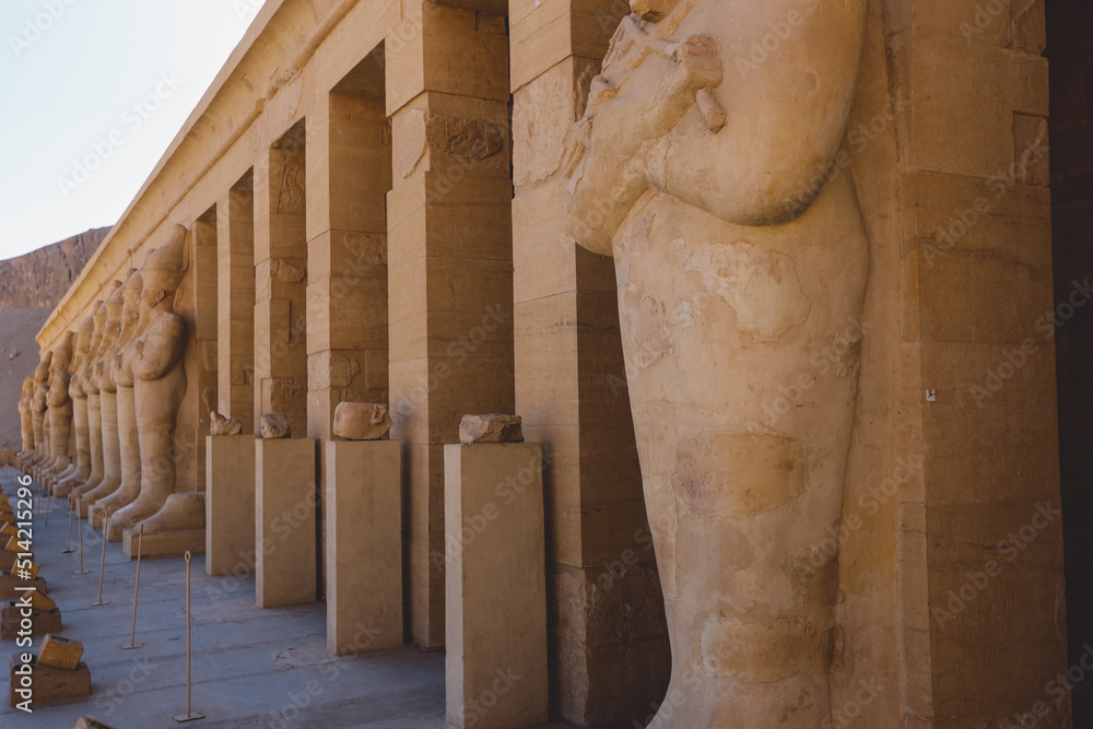 Ancient Egyptian God Statues in the Mortuary Temple of Hatshepsut near ...