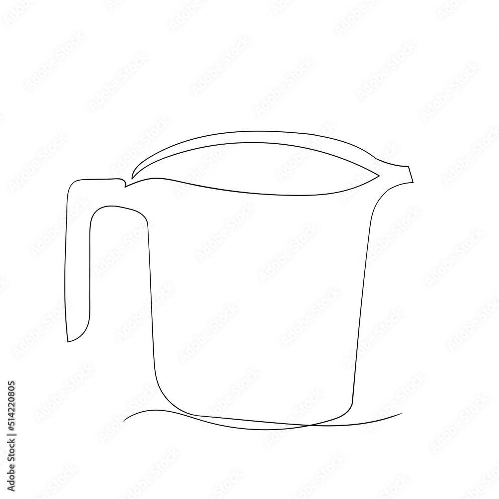 Mug line art drawing style, the jug sketch black linear isolated on ...