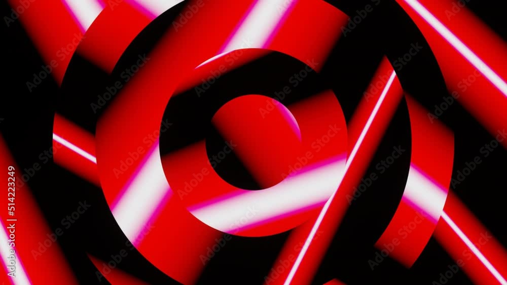 Vidéo Stock 4K red circle and glowing lines abstract geometric animated ...