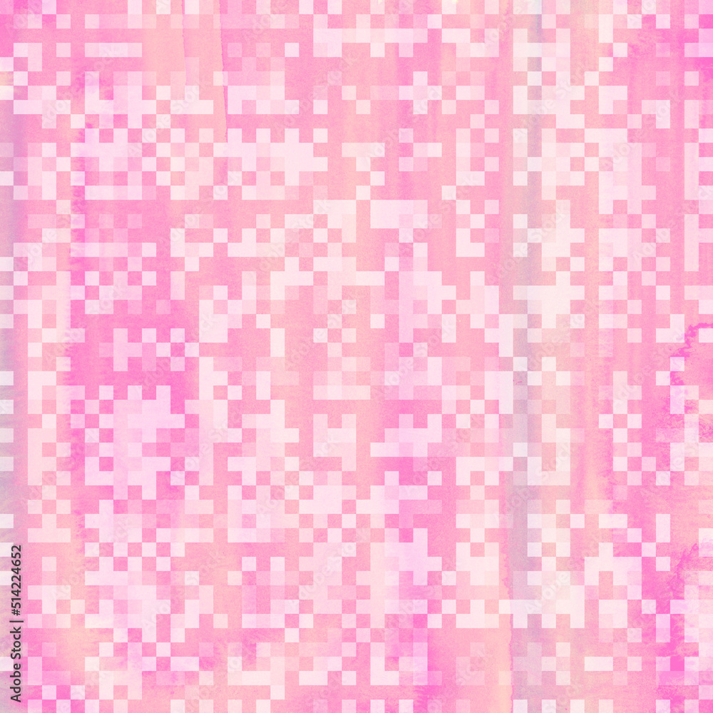 Pink watercolor background with pixel texture Stock Illustration ...