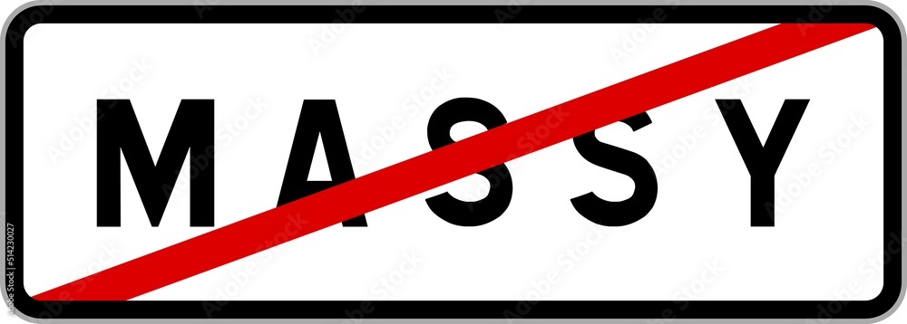 Panneau sortie ville agglomération Massy / Town exit sign Massy Stock ...