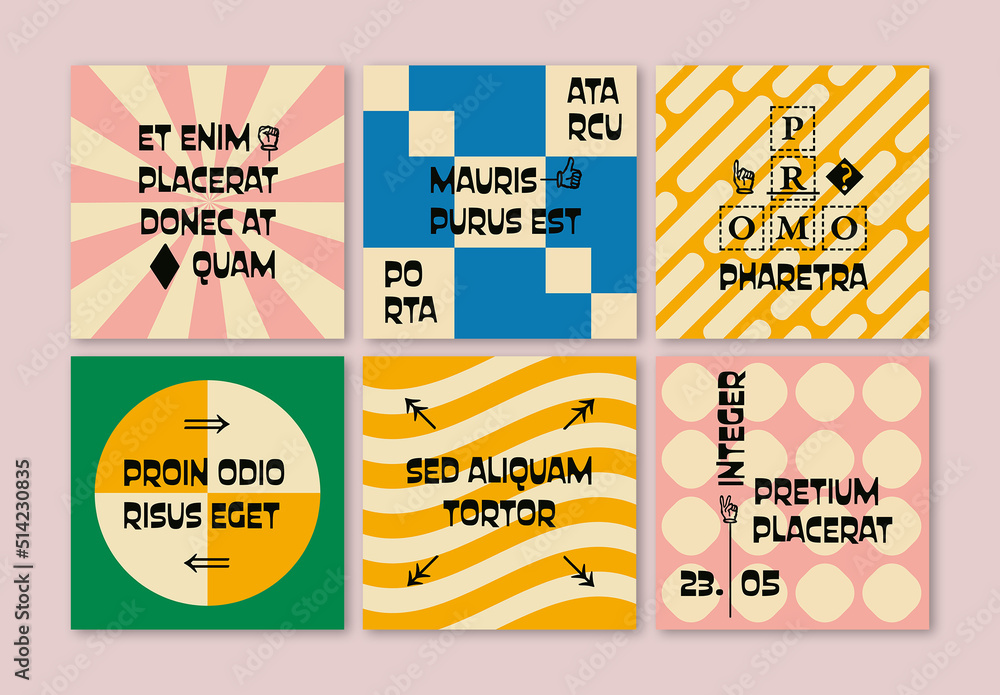 Social Media Post Layout Set with Flat Design and Playful Type Stock ...