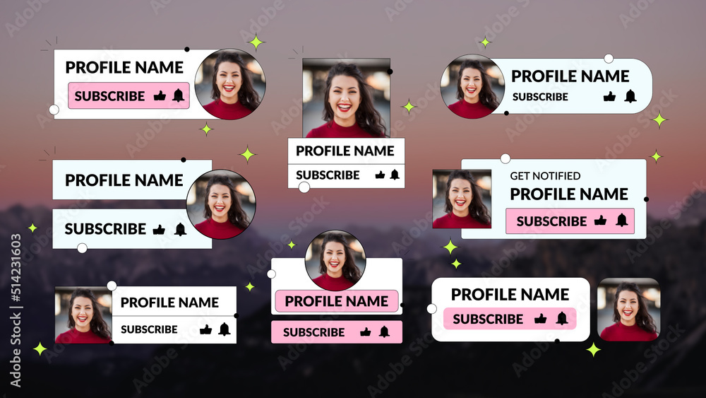 Social Media Subscribe Titles Stock Template | Adobe Stock