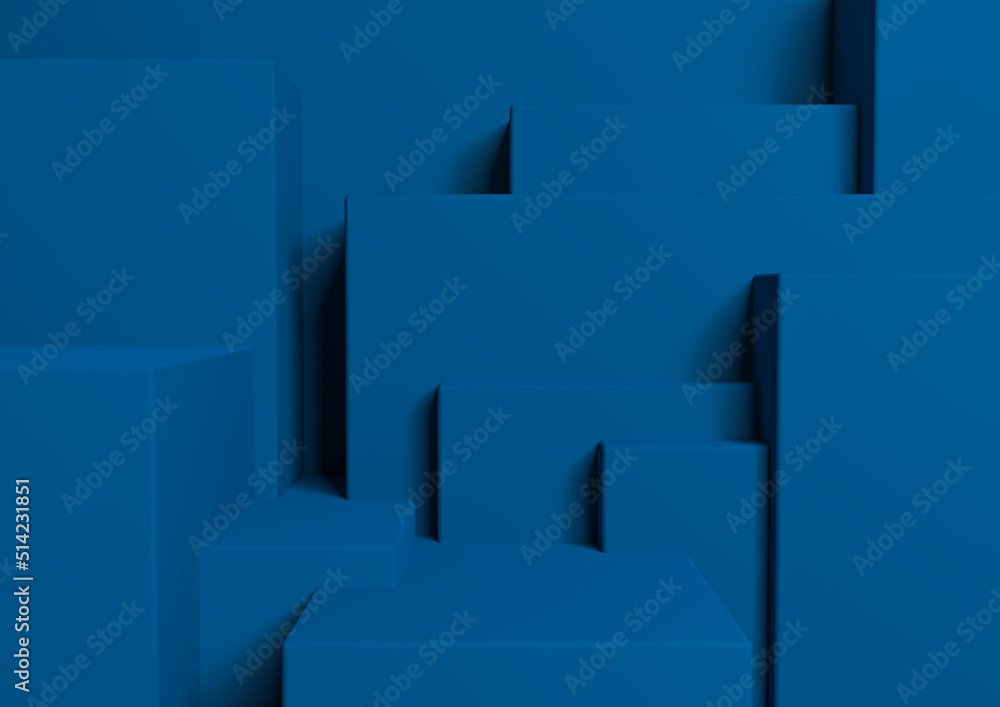 Dark, aqua blue 3D rendering product display podium or stand simple ...