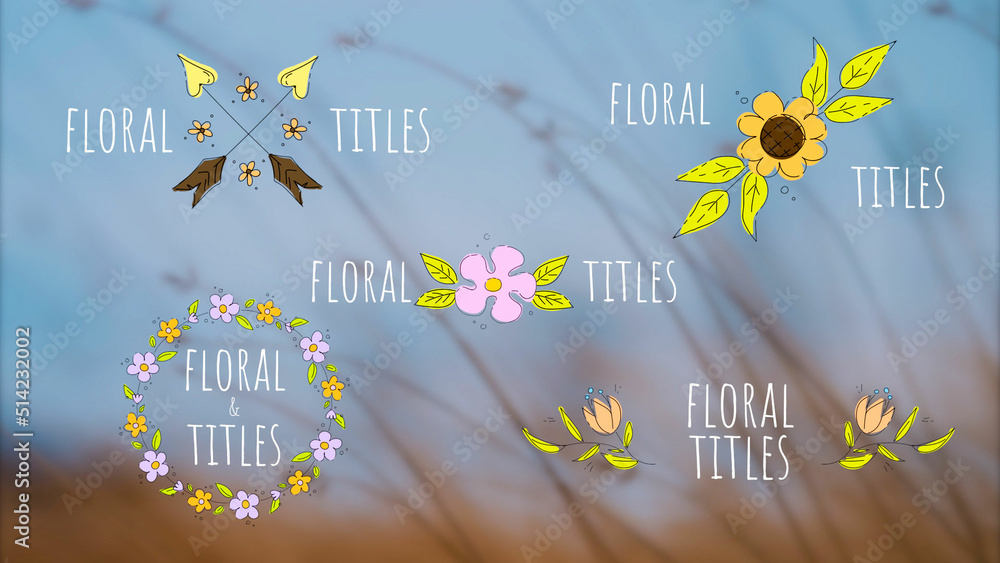 Romantic Rustic Floral Titles Stock Template | Adobe Stock
