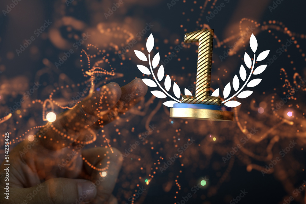 gold winner first place in hand Stock Photo | Adobe Stock