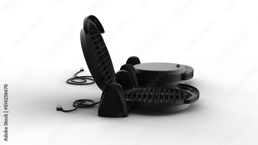 waffle maker side view with shadow 3d render Stock Illustration | Adobe ...