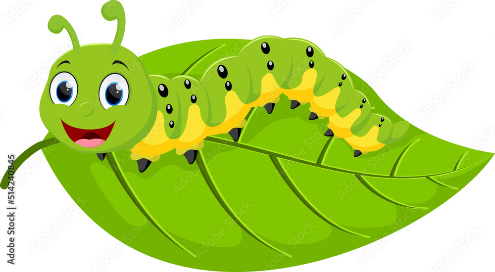 Cartoon cute caterpillar, isolated on white background Stock Vector ...