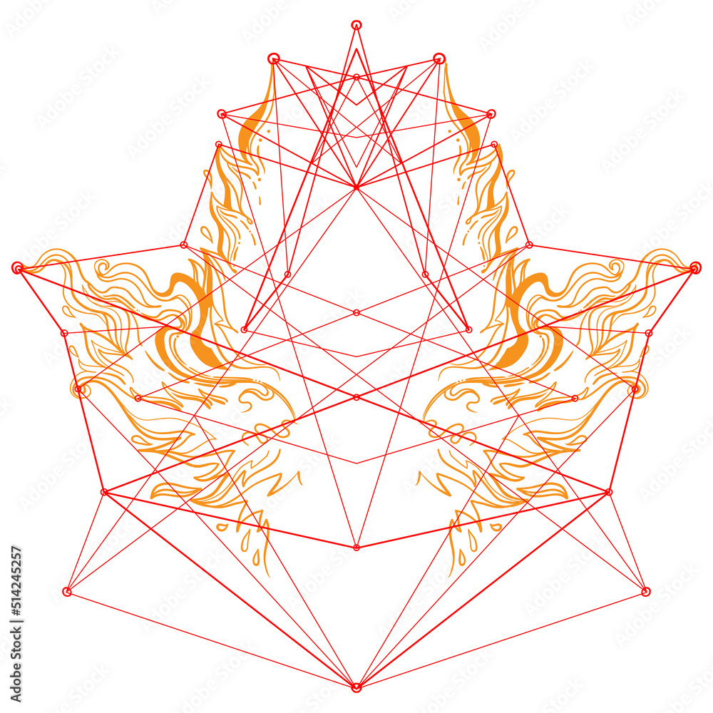 Orange and red frame. Sacred Geometry. Ayurveda symbol of harmony and ...