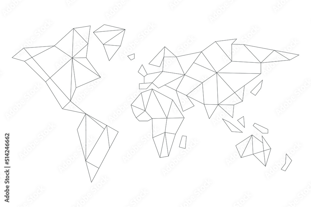 Abstract world map. Low poly geometry design world map. Vector stock ...