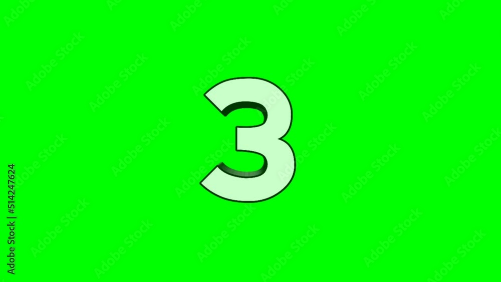 Animation cartoon number Three 3 on green screen background 4k. Stock ...