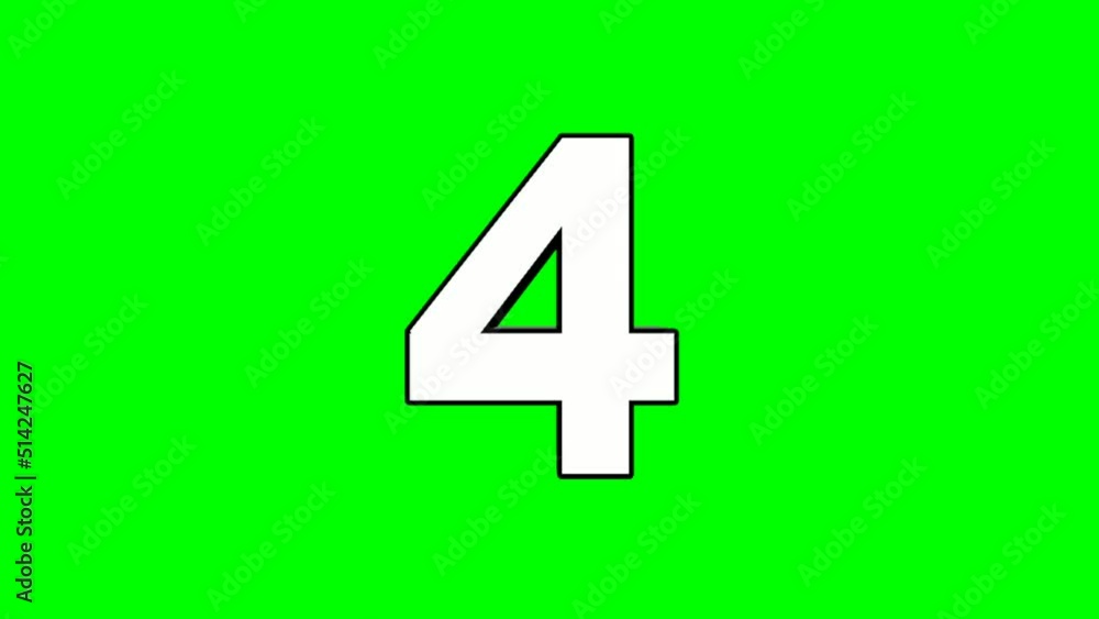 Animation cartoon number four 4 on green screen background 4k. Stock ...
