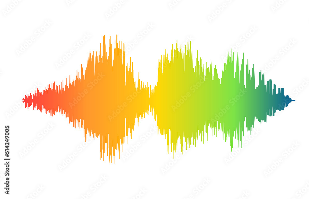 rainbow colored audio waveform isolated on white background, vector ...