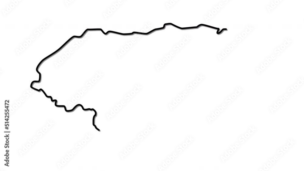 Honduras map, country territory outline self drawing animation. Line ...