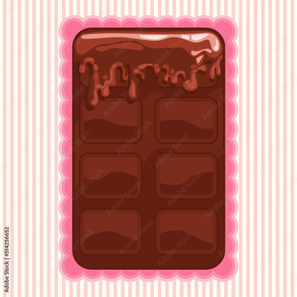 Cartoon chocolate bar. Vector illustration melted chocolate effect ...