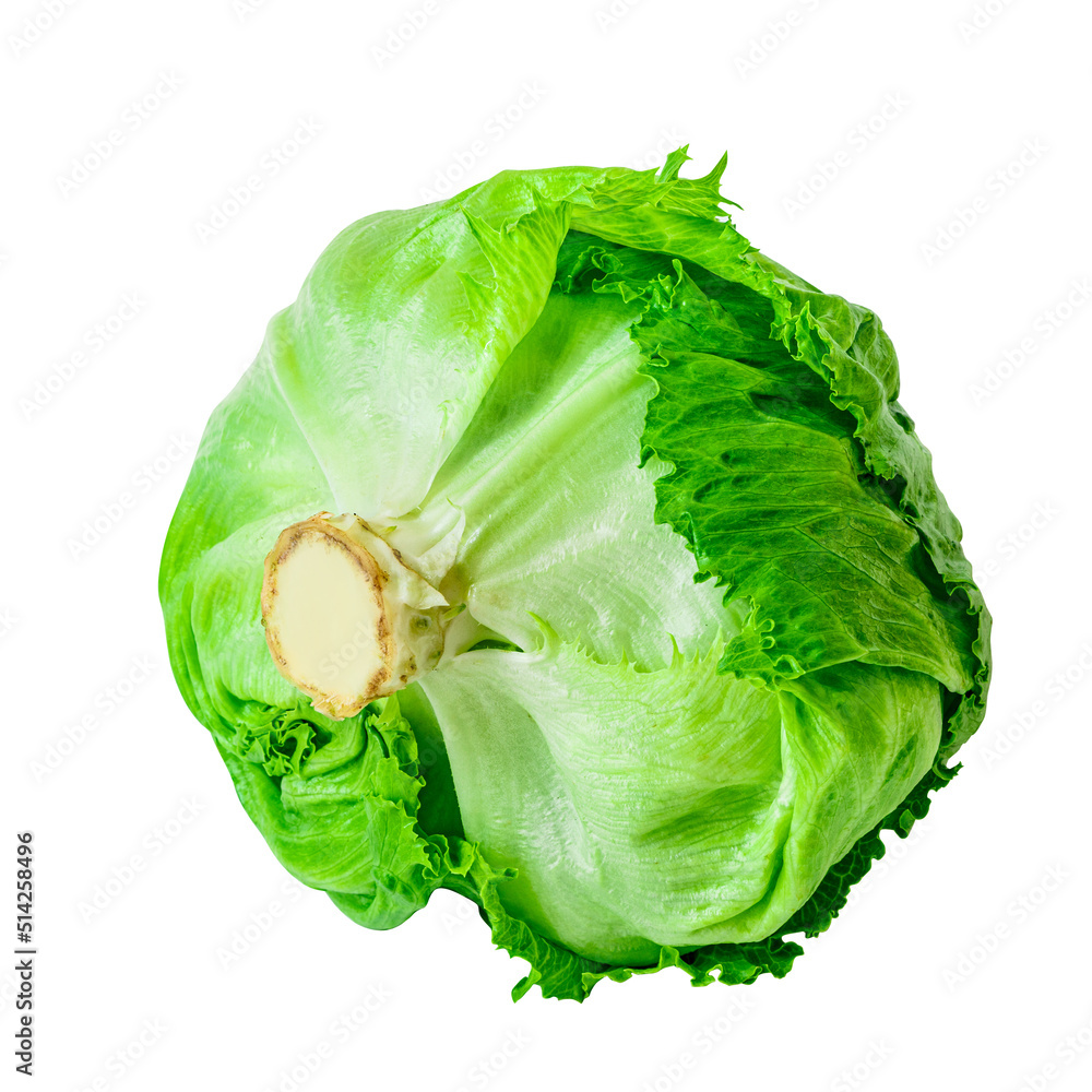 Isolated Iceberg letucce cabbage. With clipping path. Dietary food rich ...