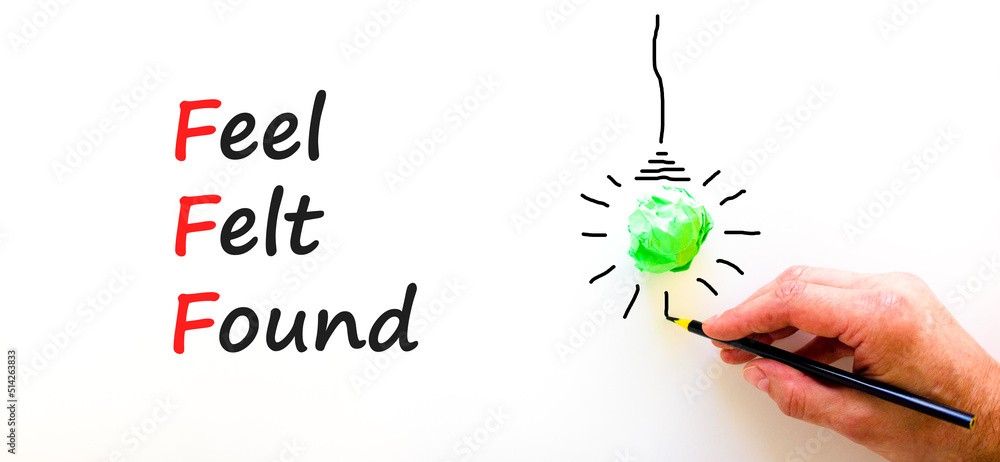 FFF feel felt found technique symbol. Concept words FFF feel felt found ...