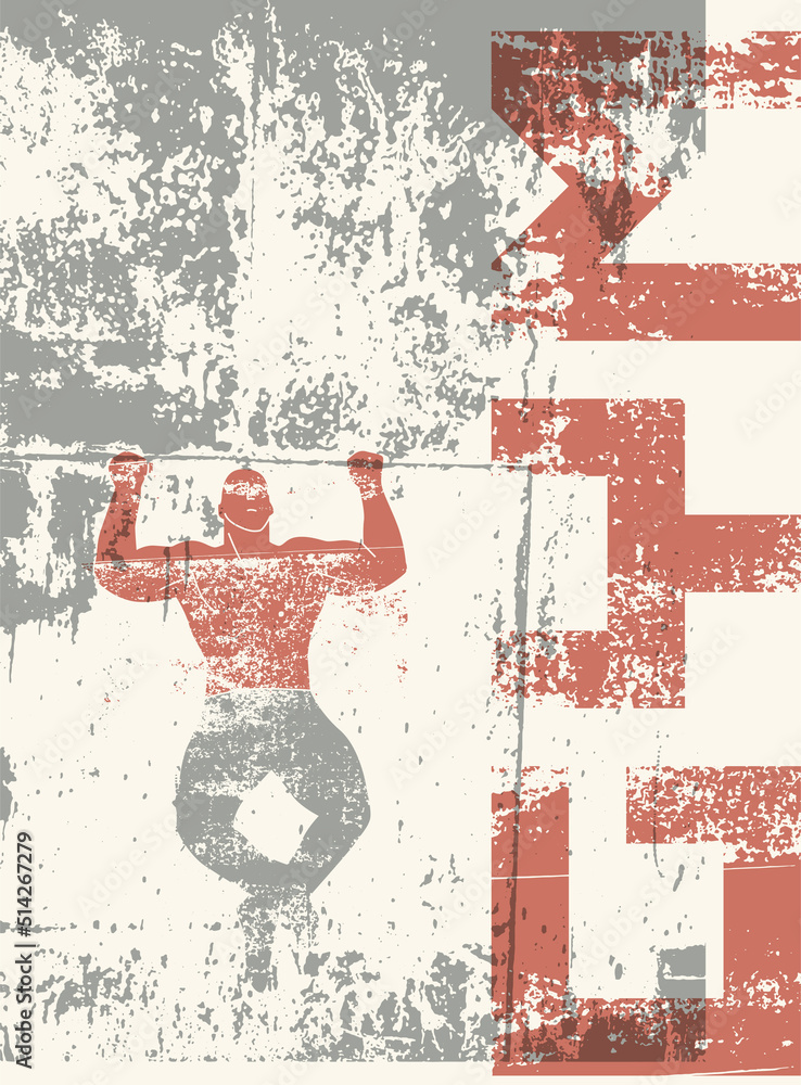Gym Club typographic vintage grunge poster design with strong man ...