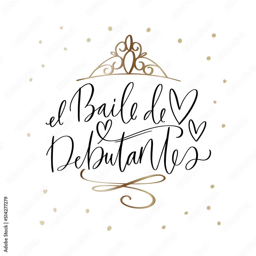 Vetor de Debutante ball calligraphy black, white and elegant gold ...