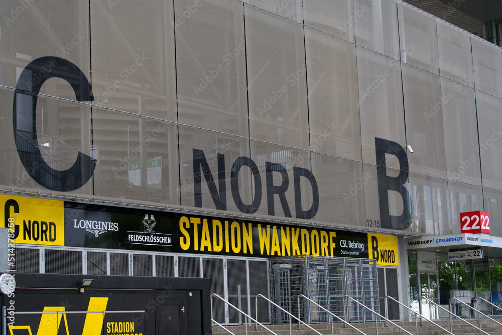 Entrance north of football stadium Wankdorf at City of Bern, capital of ...