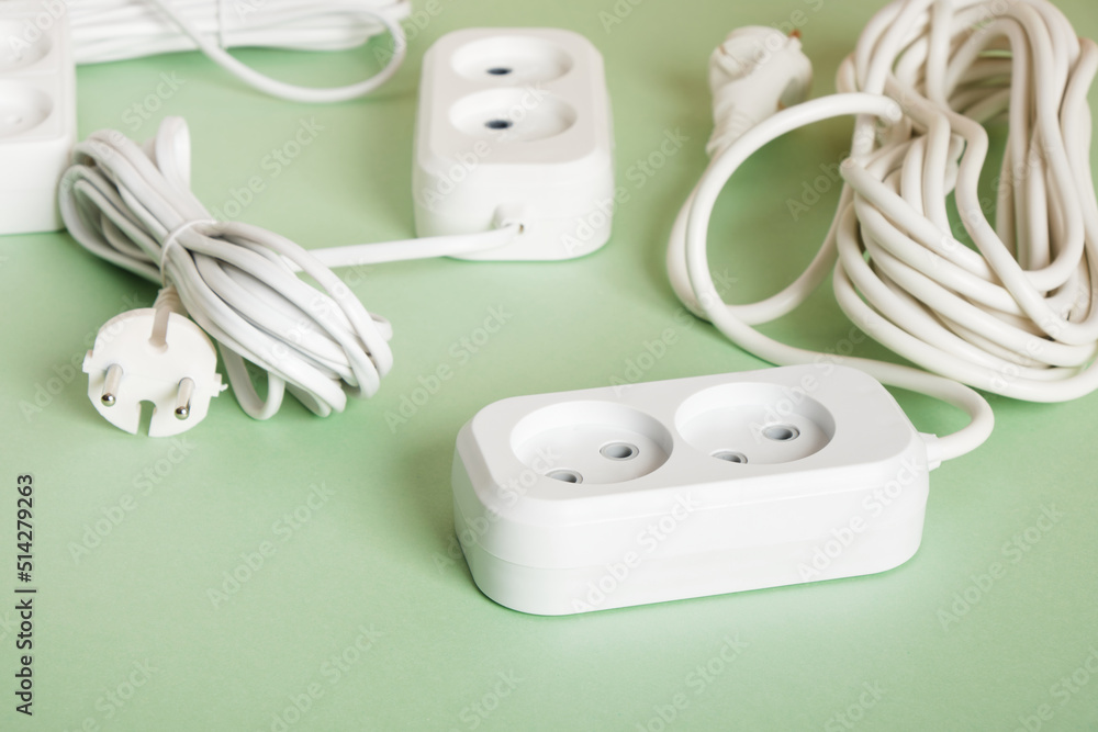 electrical wire and plug, mains filter with plug connector Stock Photo ...