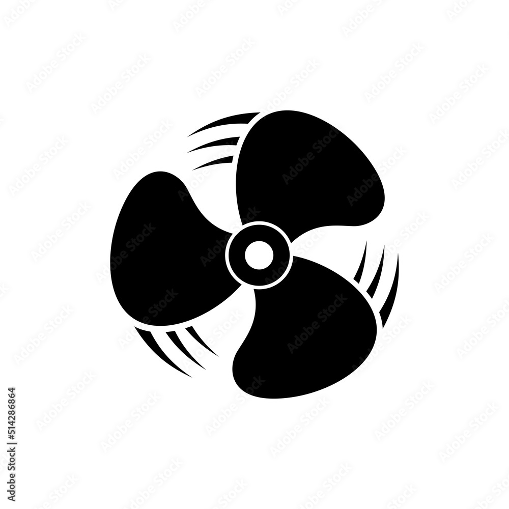 Fan black icon. Fan blades silhouette. Vector illustration flat design ...