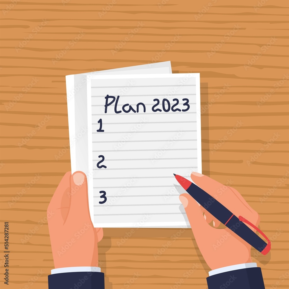 Plan 2023. To do list for next year. Vector illustration flat design ...