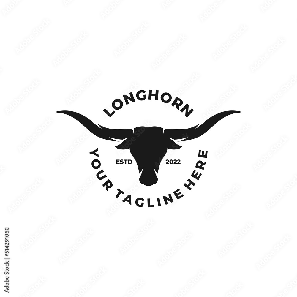 Photo & Art Print Longhorn simple flat logo design vector, sadajiwa