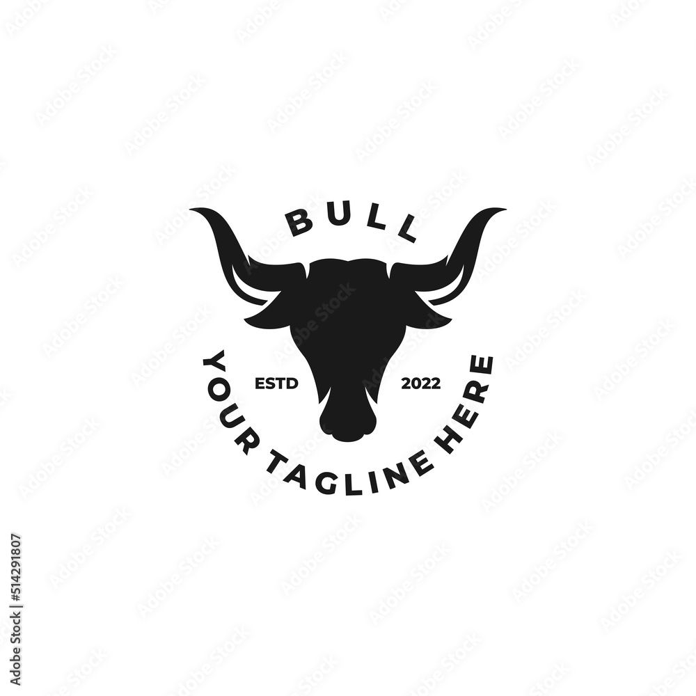 Bull simple flat logo design vector Stock Vector | Adobe Stock
