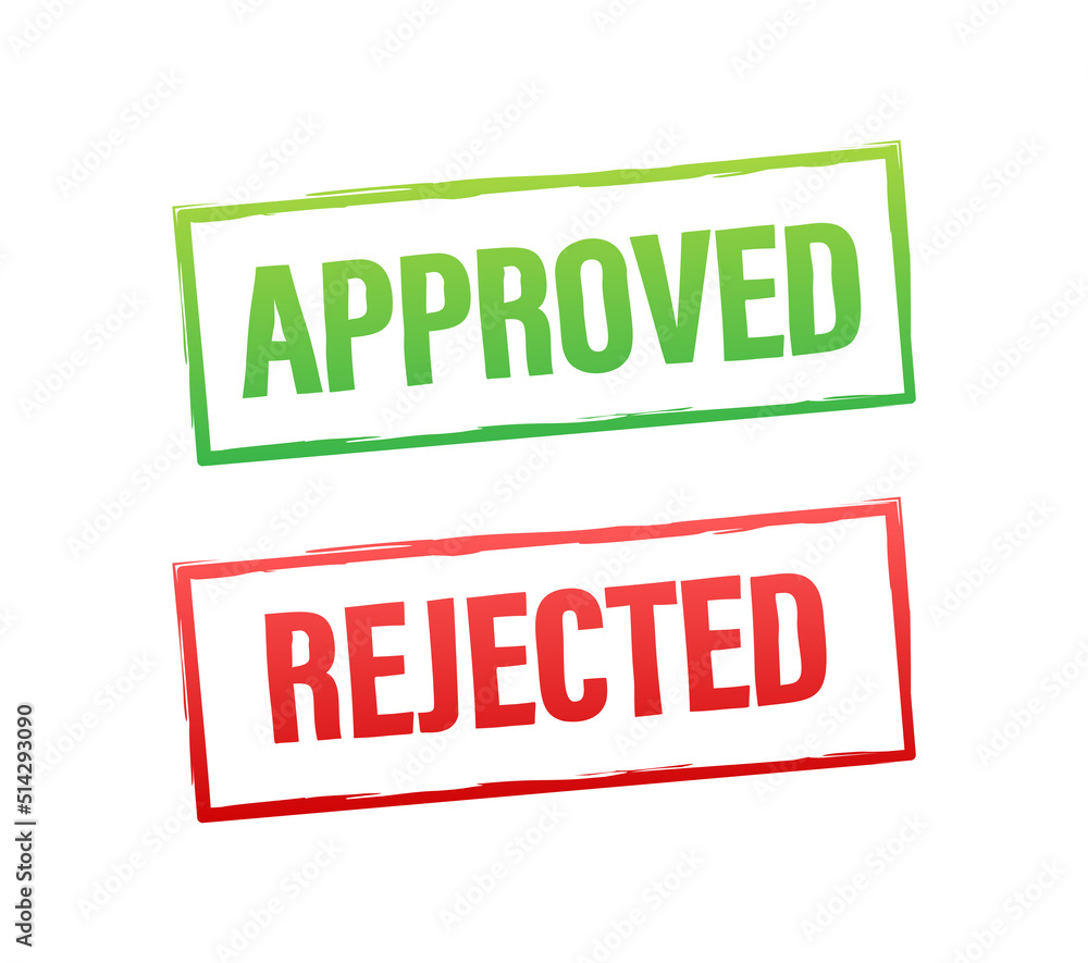 Approved and rejected stamp on white background. Vector stock ...