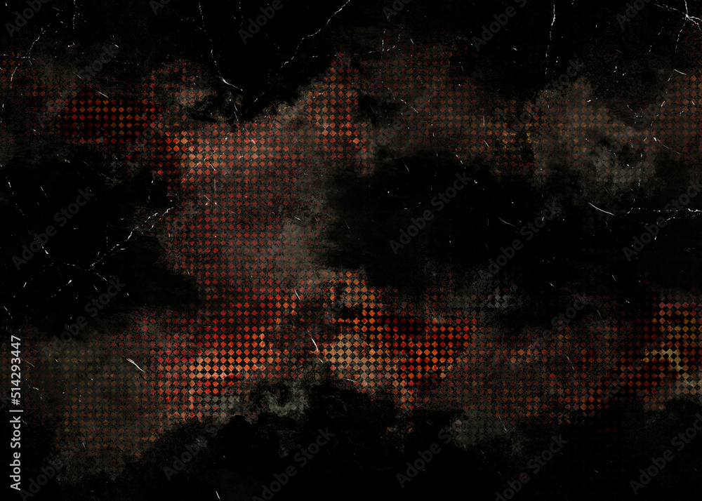 Abstract dark horror oil texture with red polka dots parts ...
