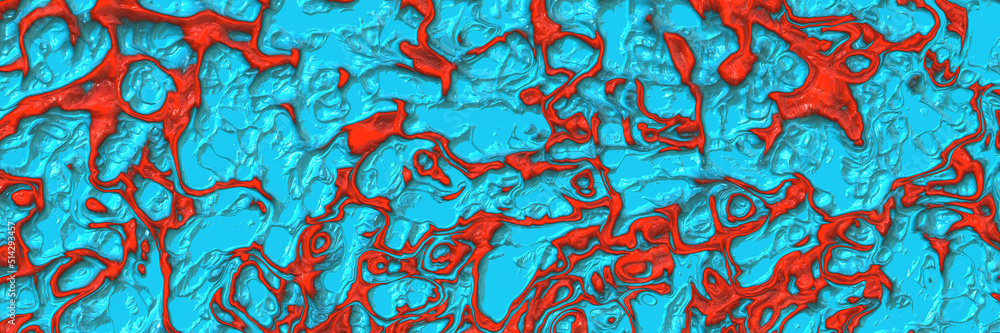 Vivid blue red marble effect painting, psychedelic shiny movement or ...