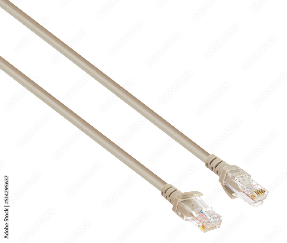 cable with RJ-45 connector, connector for wired internet connection, on ...