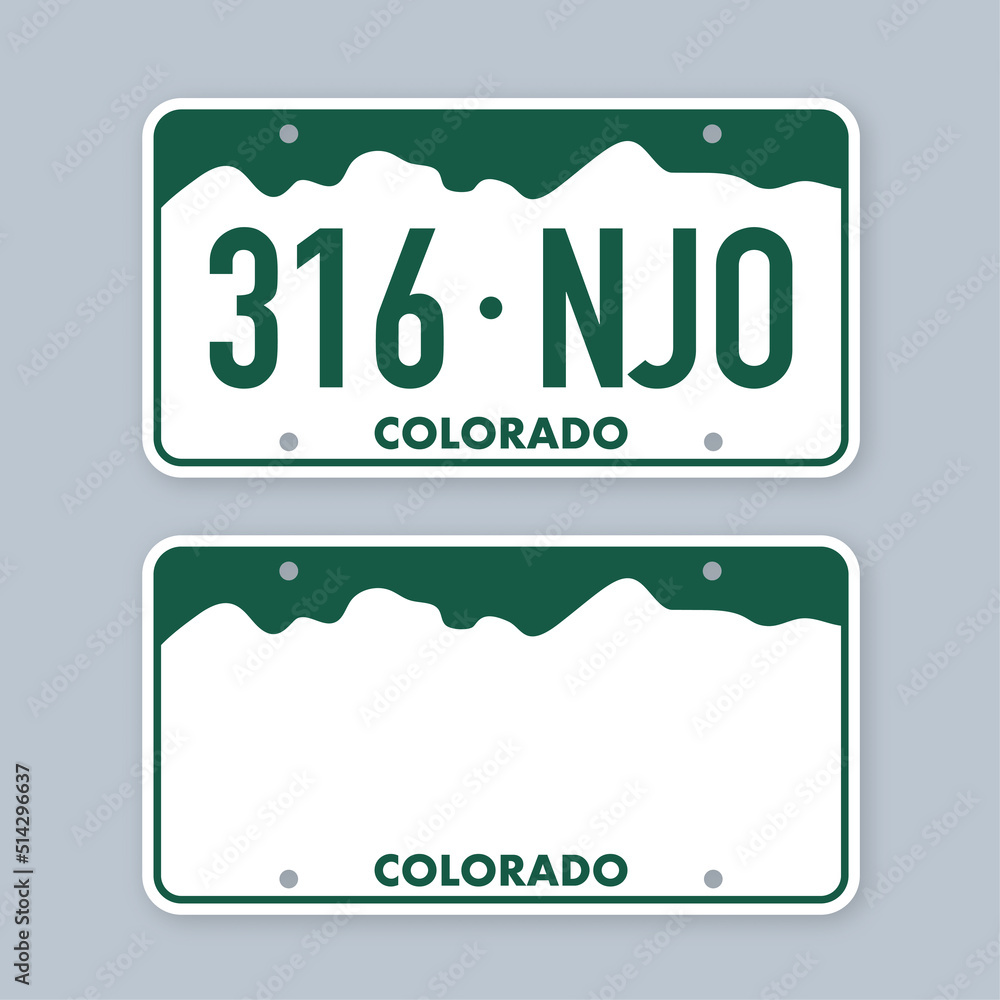 License plate of colorado. Car number plate. Vector stock illustration ...