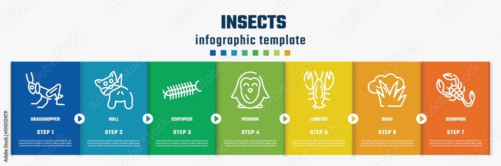 insects concept infographic design template. included grasshopper, null ...