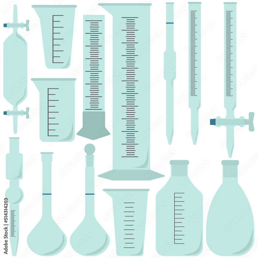 Glass volumetric glassware set, laboratory glassware and equipment ...