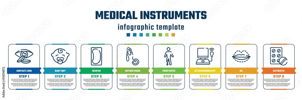 medical instruments concept infographic design template. included ...