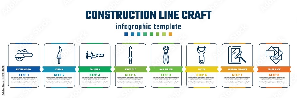 construction line craft concept infographic design template. included ...