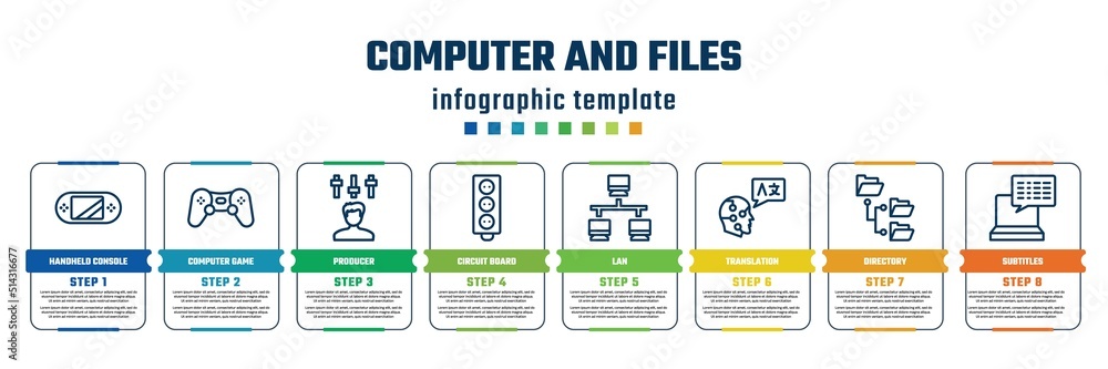computer and files concept infographic design template. included ...