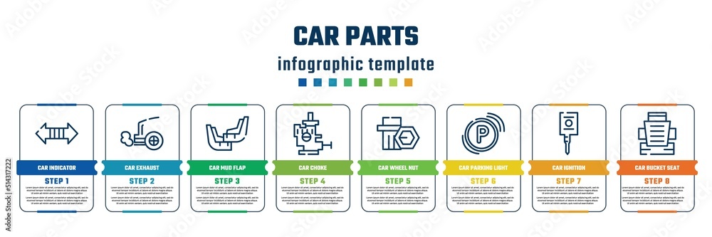 car parts concept infographic design template. included car indicator ...
