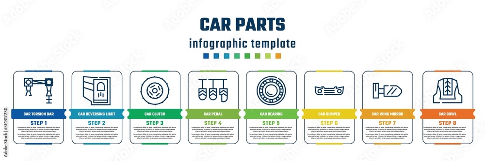 car parts concept infographic design template. included car torsion bar ...